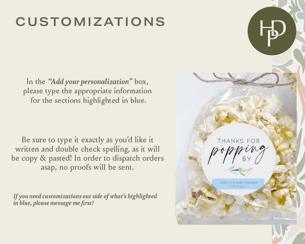 Thanks for Popping by Glossy Circle Popcorn Labels Popcorn - Etsy