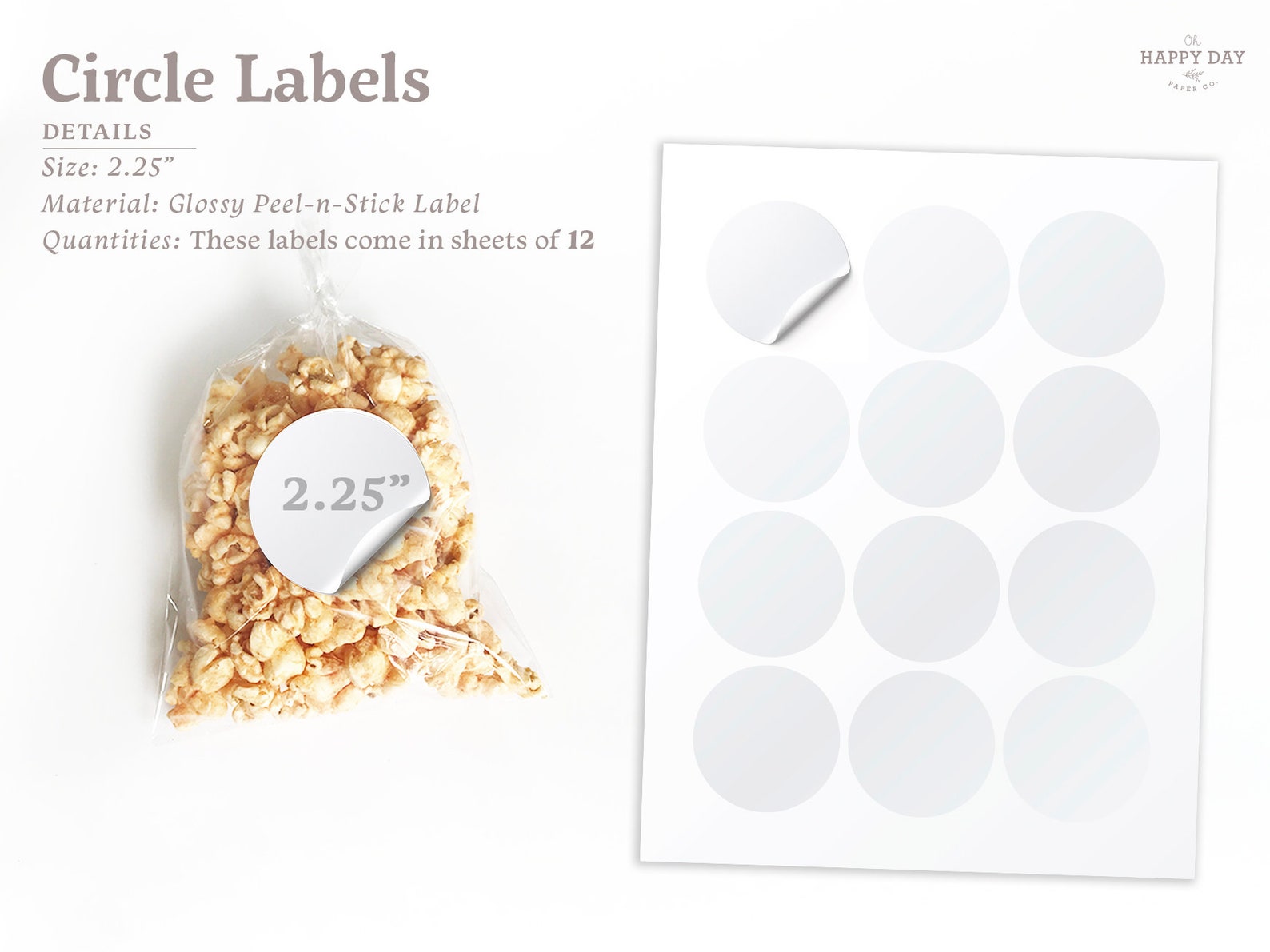 Circle Labels for Popcorn Favor Bags Thanks for Popping by - Etsy