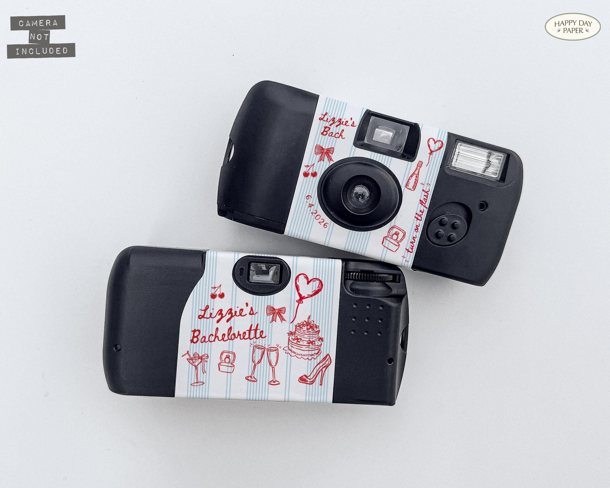 Coquette Wrap for Disposable Camera Bachelorette Party • Label Only ...