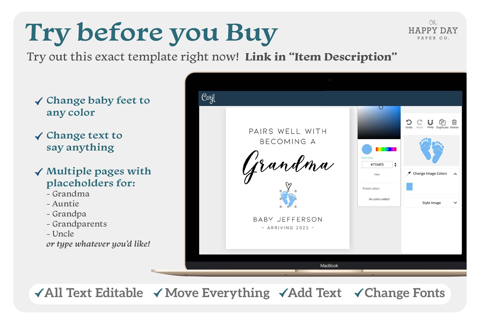 Printable Baby Announcement Label Template Pairs Well With - Etsy