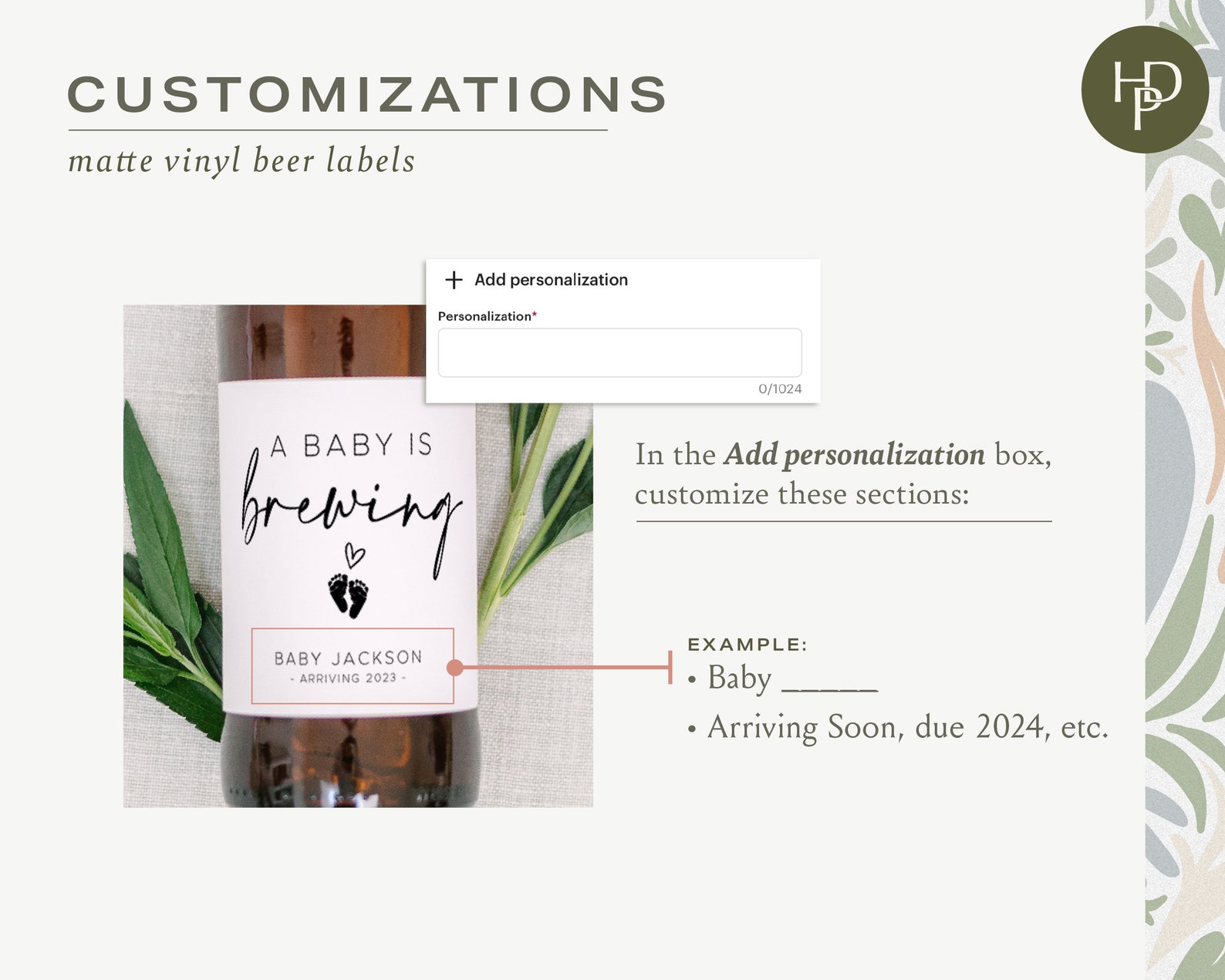 Baby Announcement Beer Label With Optional Carrier A Baby is Brewing ...