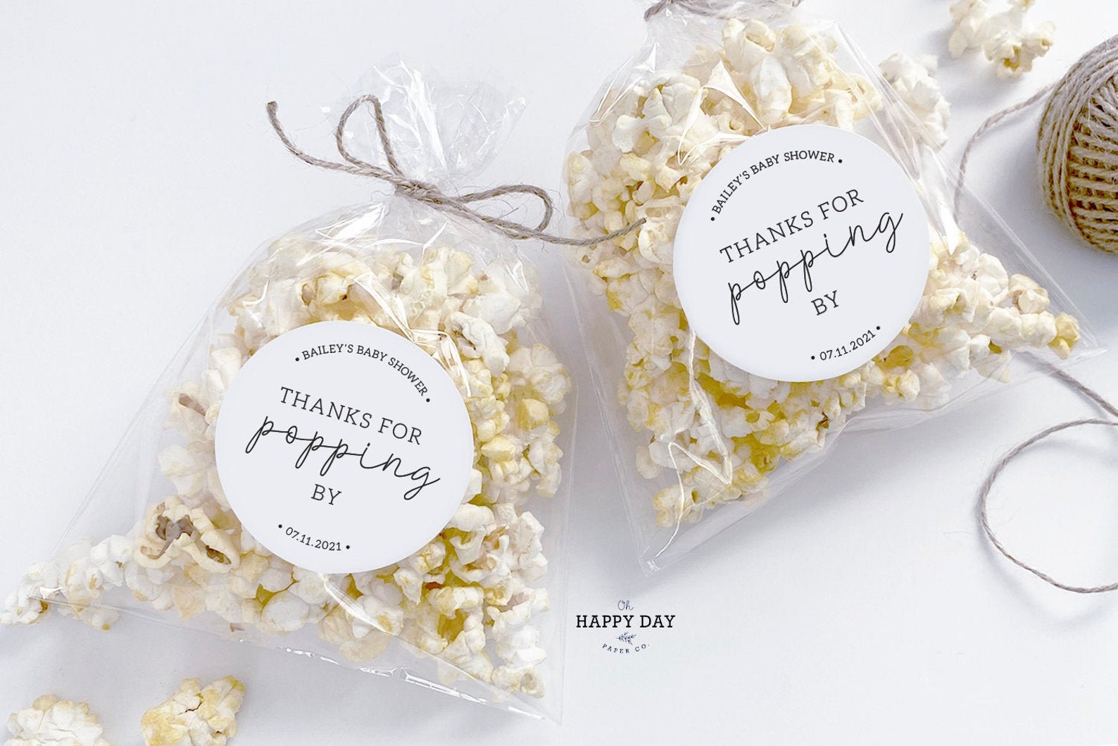 Printed Glossy Circle Labels Thanks for Popping by Popcorn - Etsy
