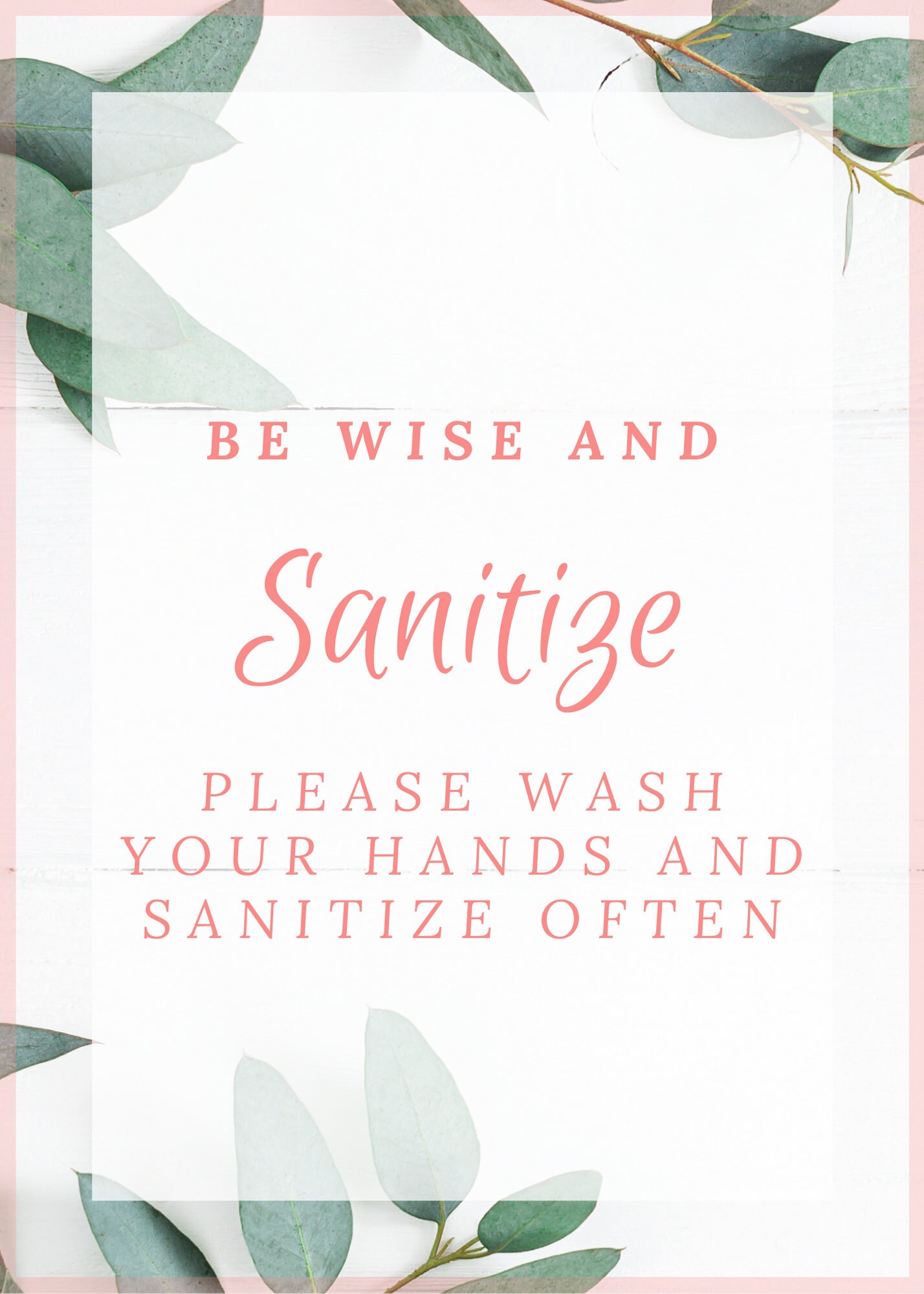Be Wise and Sanitize Social Distancing Wedding and Event Sign - Etsy