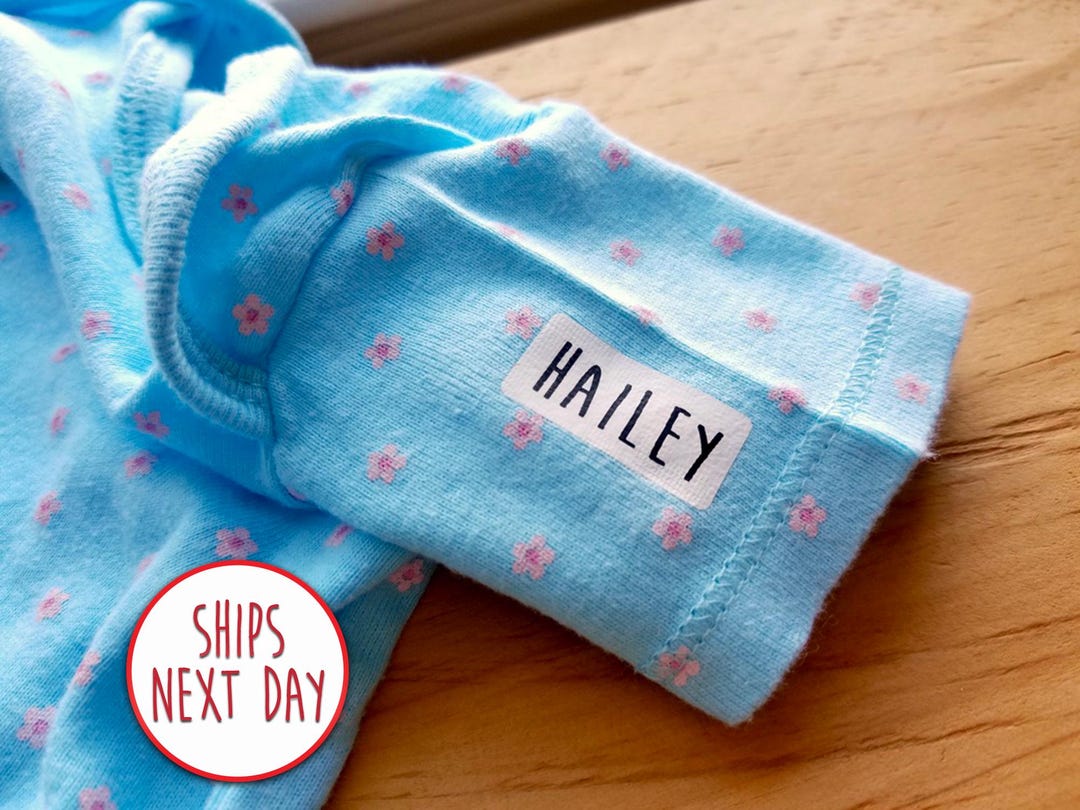 24 Medium Size White Iron on Labels for Clothing & Fabric Iron on Labels Sew on Sewing Label ...