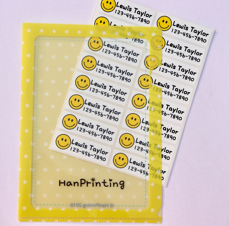 Buy Custom Waterproof Name Stickers: Smiley Face School Labels Online ...