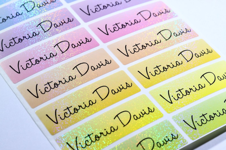 Glitter Rainbow Waterproof Long Name Stickers Daycare Labels - Etsy