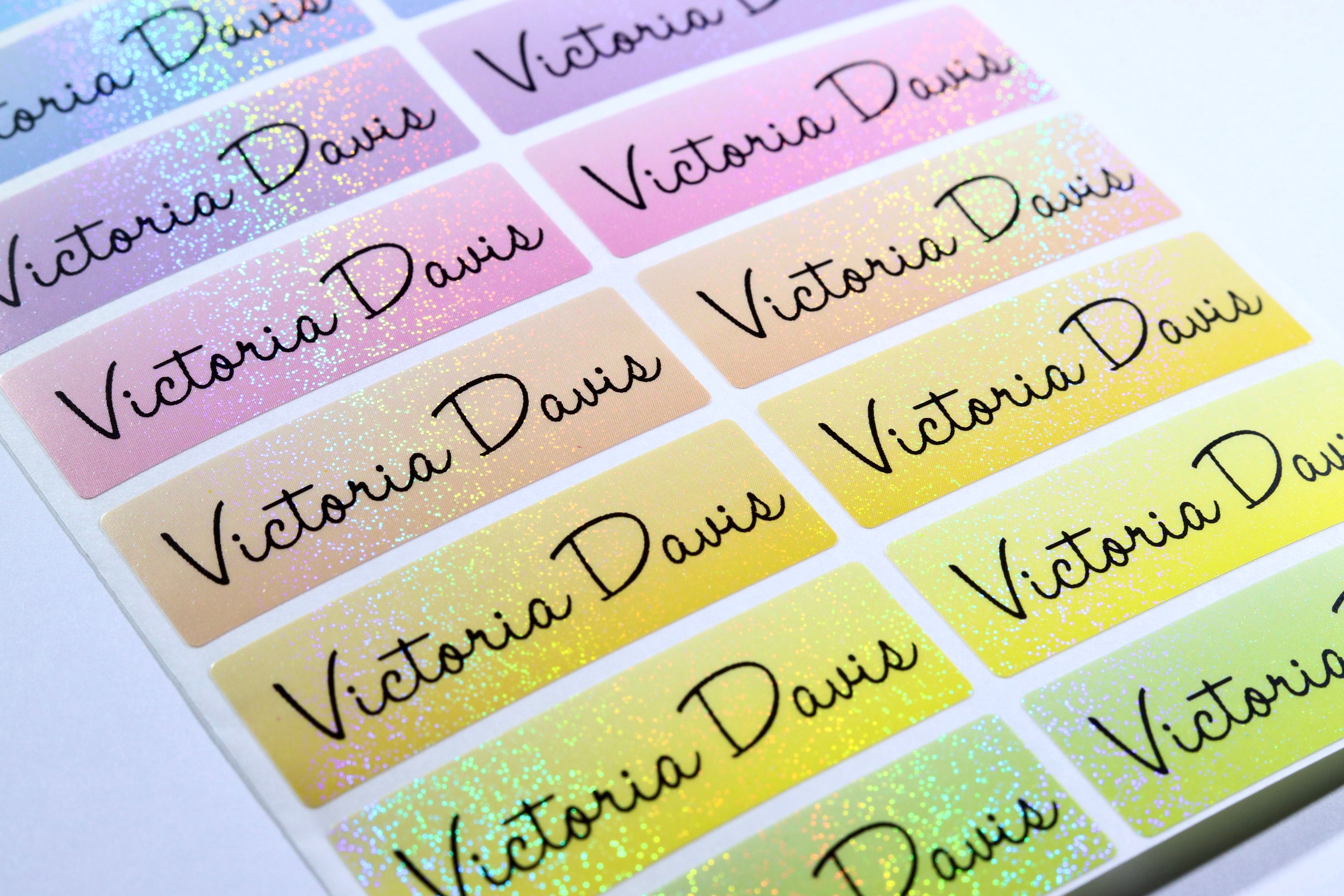 Glitter Rainbow Waterproof Long Name Stickers Daycare Labels - Etsy