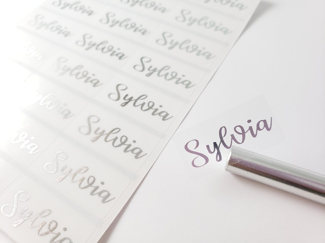 Clear Name Stickers: Waterproof Silver Ink Labels (1.18" X 0.5625") - Etsy