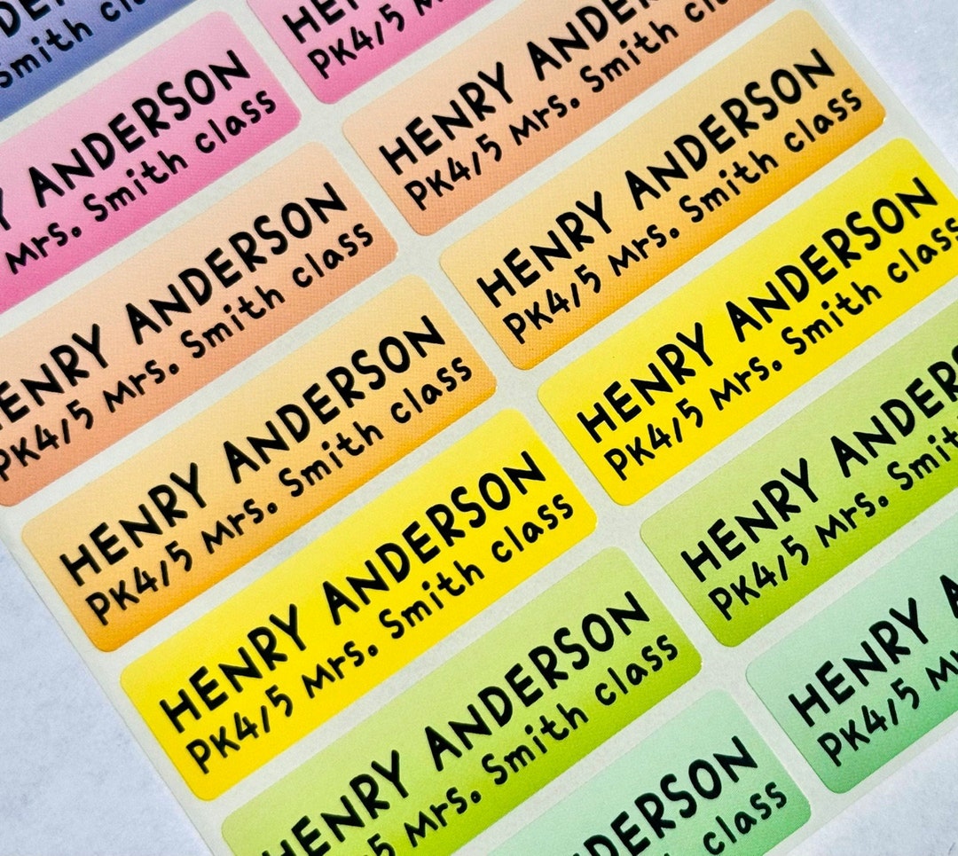 Rainbow Name Stickers: Waterproof Personalized Kids Labels - Etsy