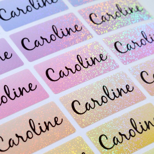 Glitter Rainbow Waterproof Long Name Stickers Daycare Labels - Etsy