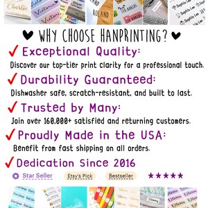 Glitter Rainbow Waterproof Long Name Stickers for Kids & Daycare Labels- Personalized Customized ...