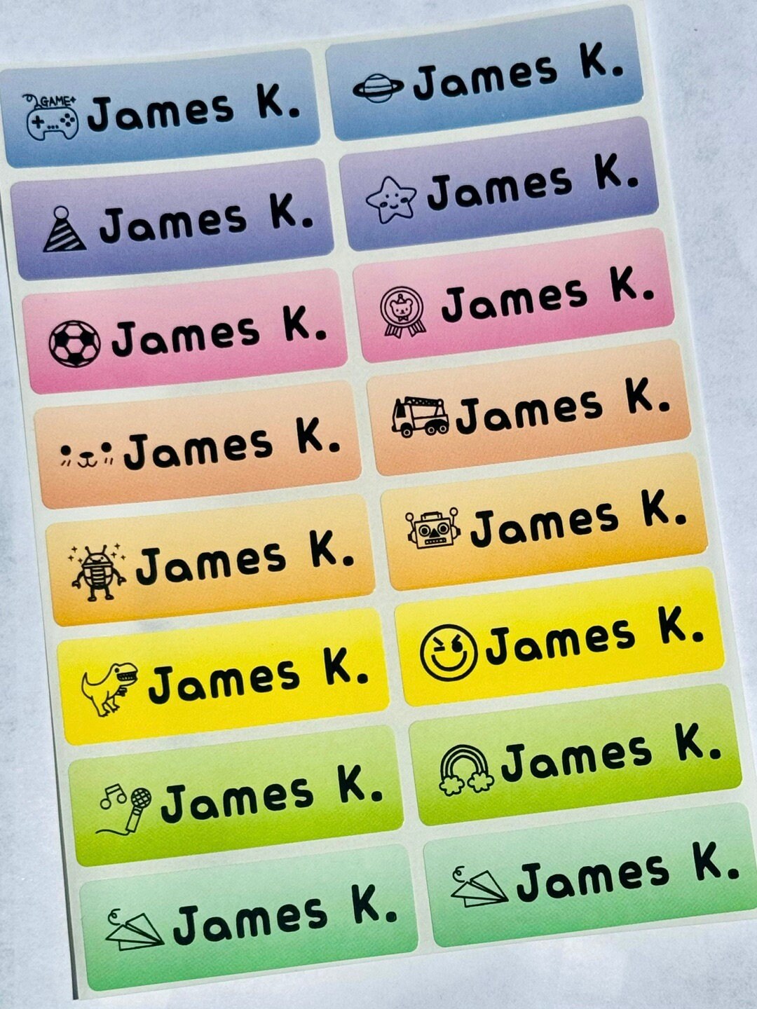 Rainbow Name Stickers for Boys: Waterproof School & Daycare Labels - Etsy