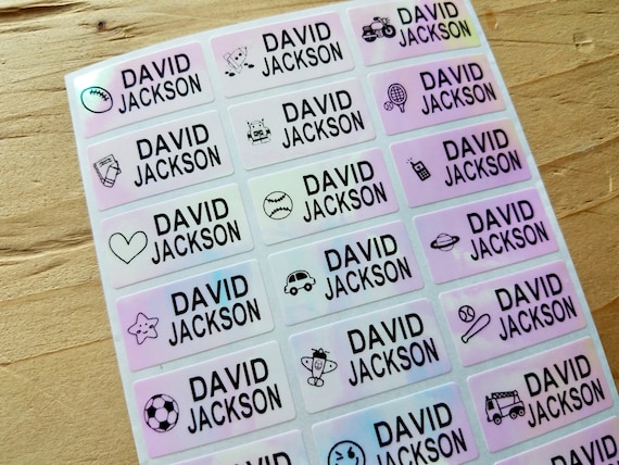 Medium Pink Hologram Kids Labels Boy Icon Designs School | Etsy