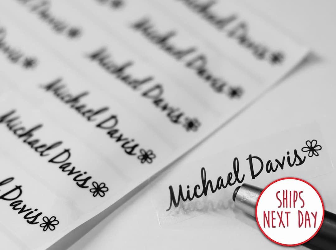 Long Clear Transparent Waterproof Name Stickers: Custom School ...