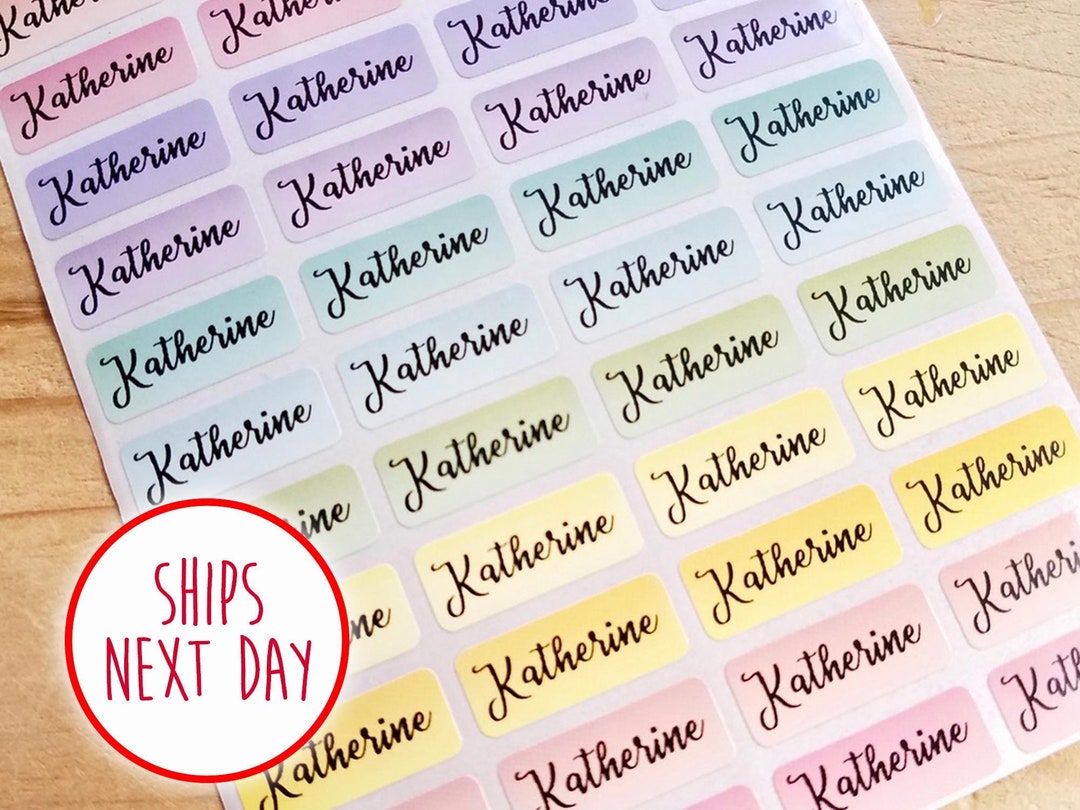 Rainbow Name Stickers: Waterproof School & Daycare Labels - Etsy