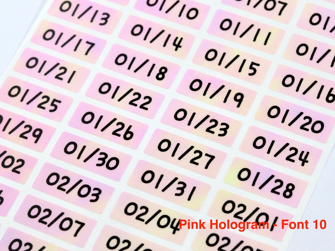 Pink Hologram Calendar Labels: MM/DD Stickers With Black Ink - Etsy