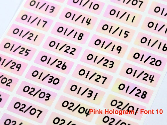1 Month Calendar Labels Pink Hologram With Black Ink MM/DD | Etsy