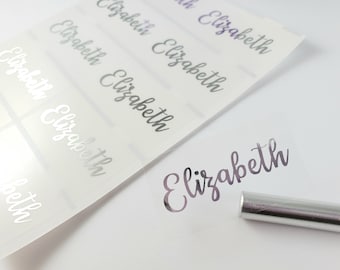 1000 X Roll Clear Round 45mm 50mm 90mm Stickers Silver Shiny Foil Logo ...