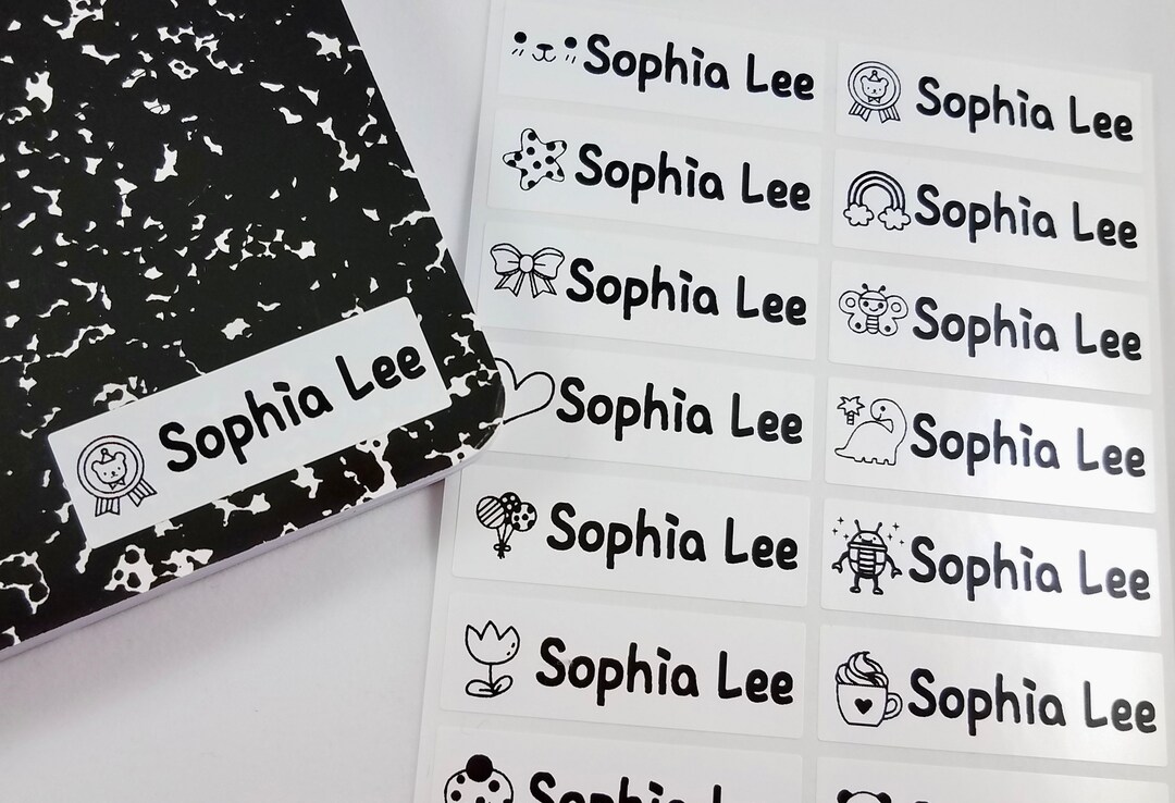 Personalized Waterproof Name Stickers: Girl Icon Designs, School ...