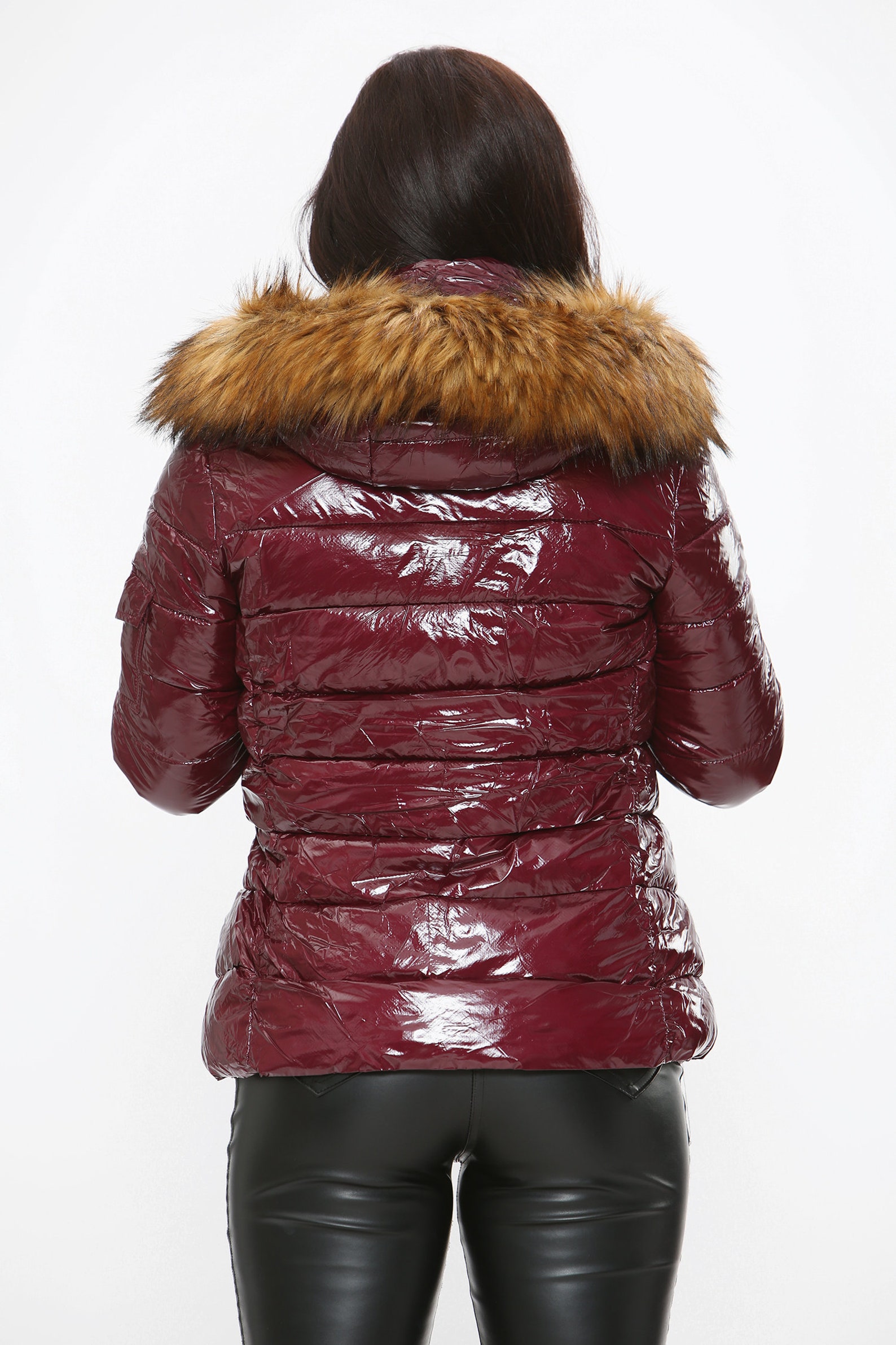 Womens Wet Look Jacket Ladies Puffer Padded Jacket Size UK S-XL - Etsy