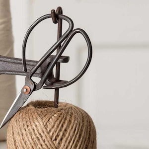 Twine and Scissor Holder 3 Piece Set Includes Cast Iron Stand Scissors ...