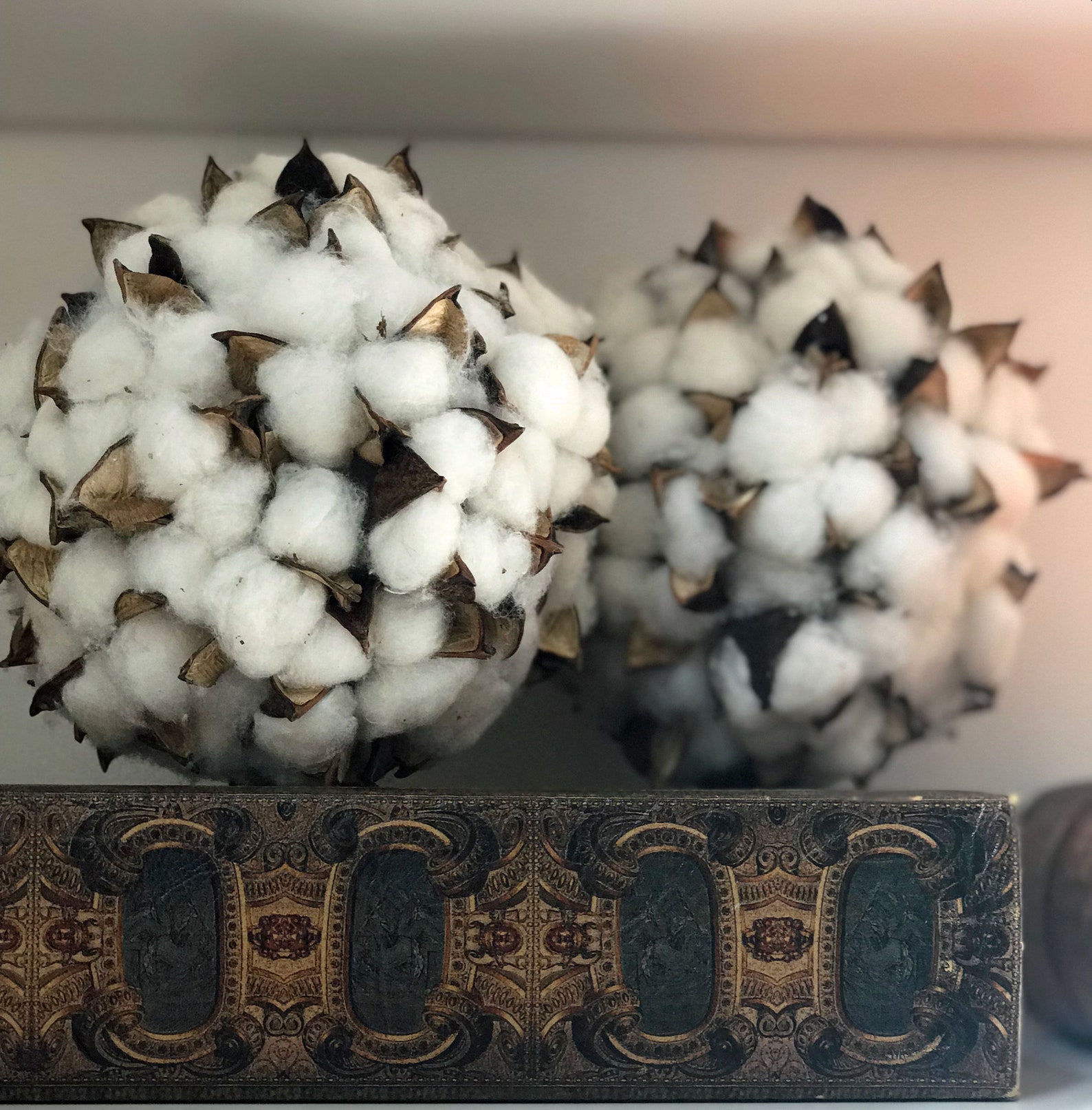 4 or 6 Cotton Ball Sphere-cotton Decor-decorative - Etsy