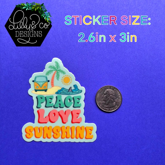 Peace Love Sunshine VW Bus Beach sticker Waterproof Laptop Water Bottle ...