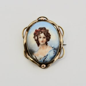 Hand Painted Porcelain Portrait Brooch c. 1850's | Etsy