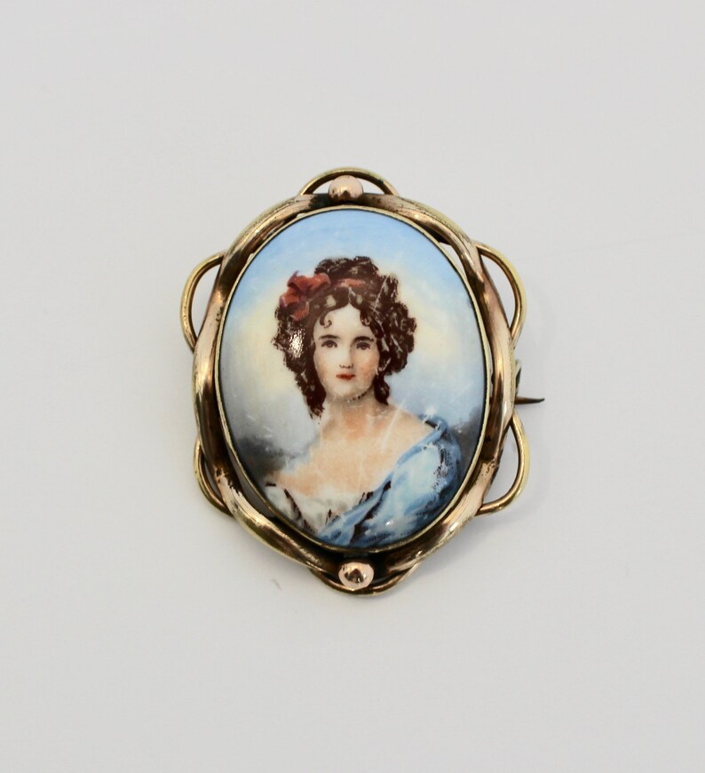Hand Painted Porcelain Portrait Brooch C. 1850's - Etsy UK