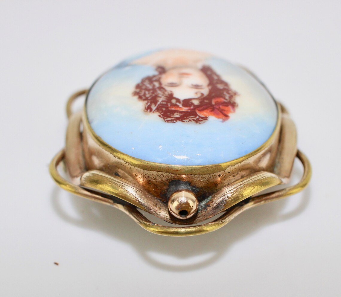 Hand Painted Porcelain Portrait Brooch c. 1850's | Etsy