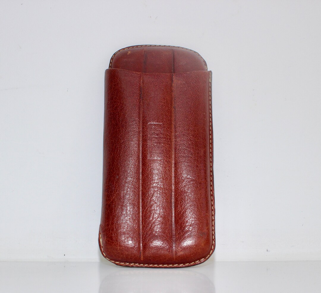 Antique Leather Cigar Case, Mahogany Coloured Leather - Etsy