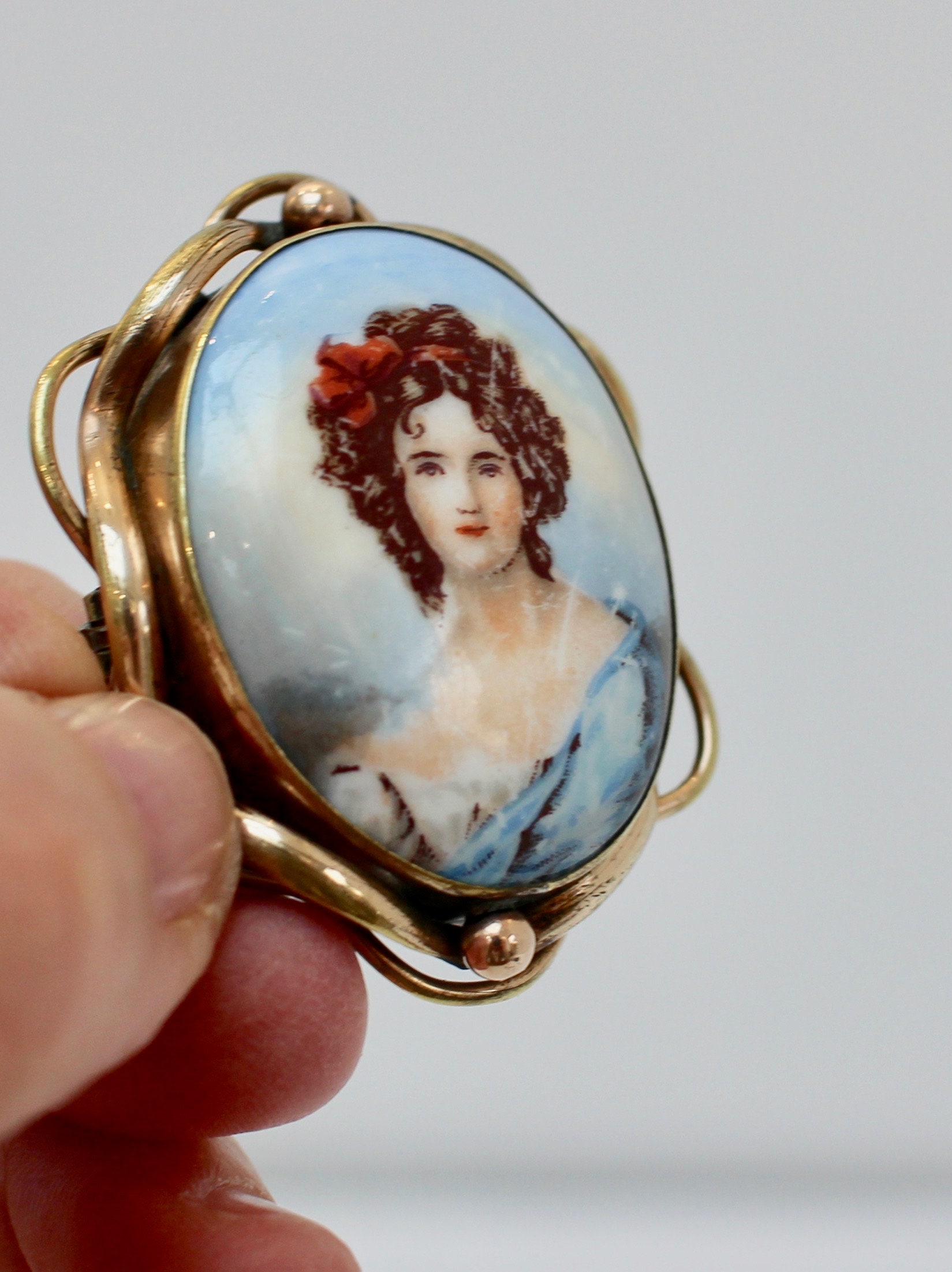 Hand Painted Porcelain Portrait Brooch C. 1850's - Etsy UK