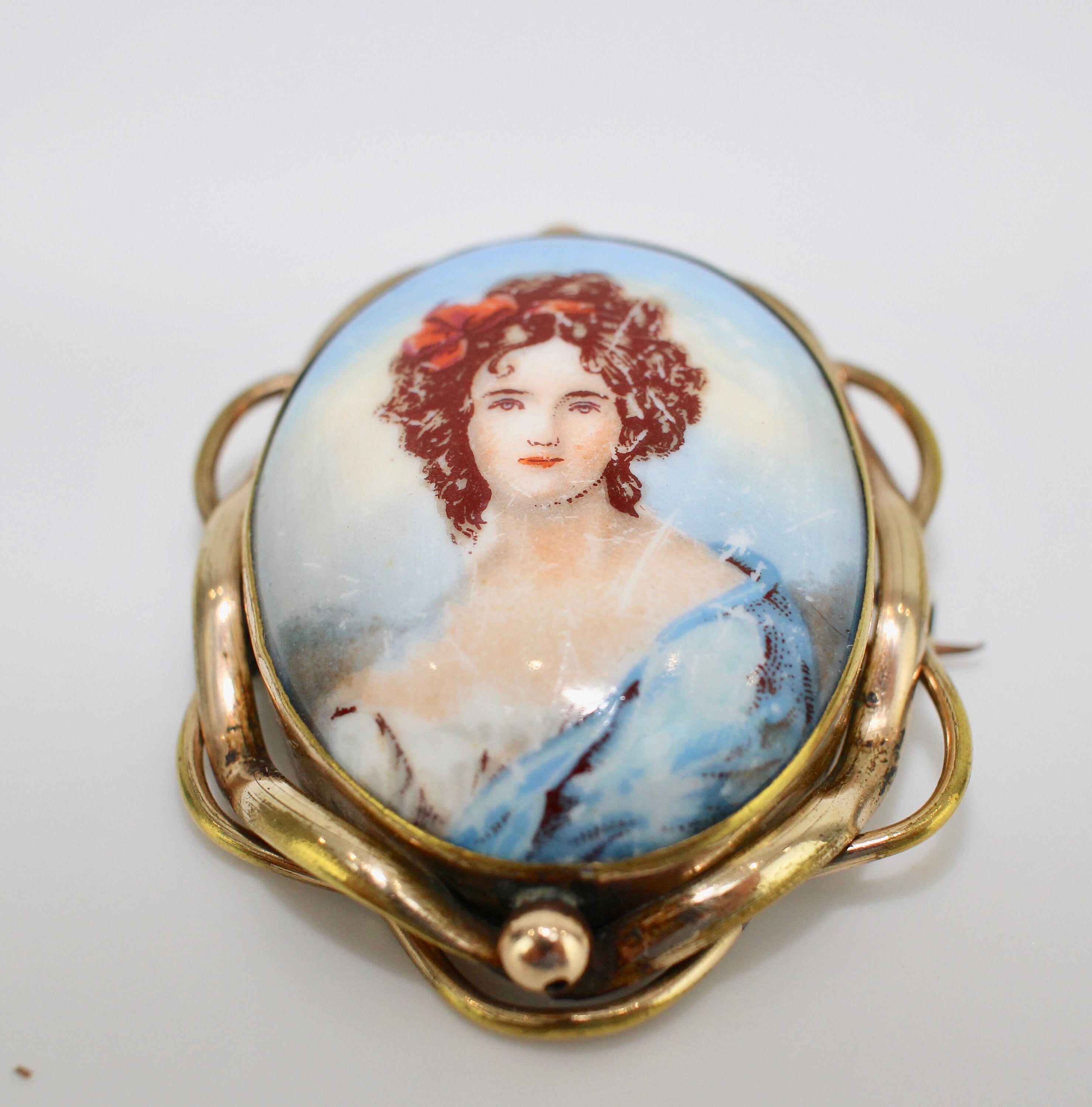 Hand Painted Porcelain Portrait Brooch C. 1850's - Etsy UK
