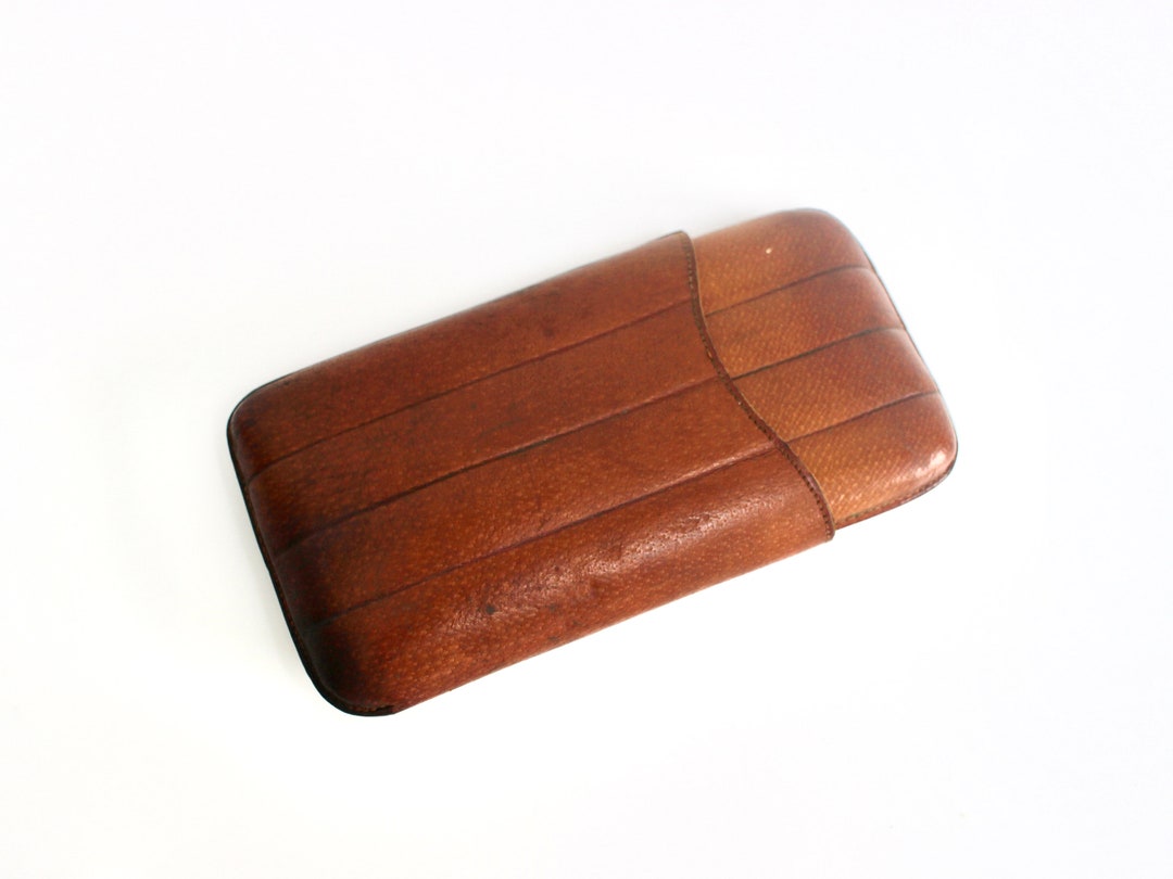 Antique Leather Cigar Case, Embossed London Emblem - Etsy