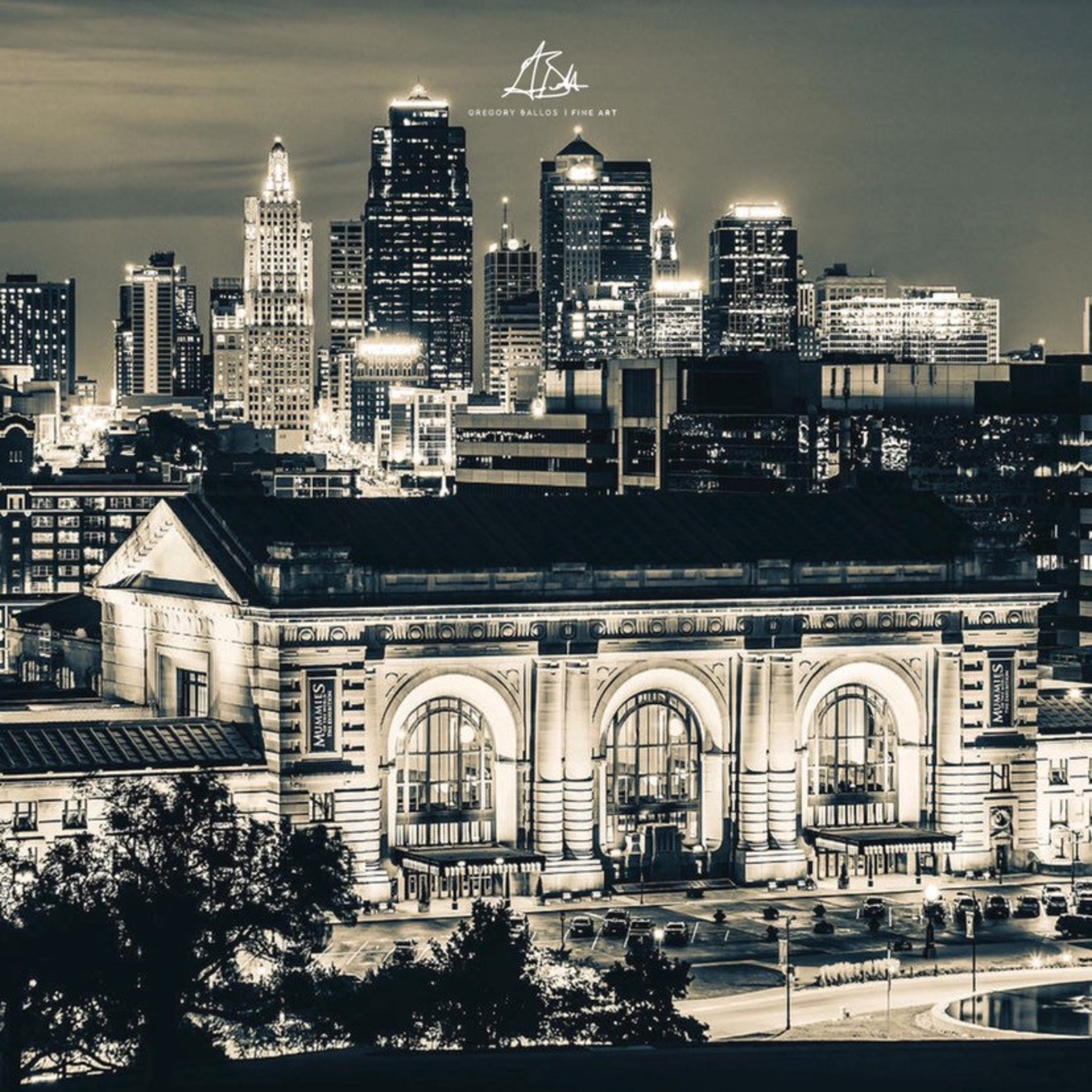 Kansas City Skyline KC Skyline Art Sepia Decor Cityscape - Etsy