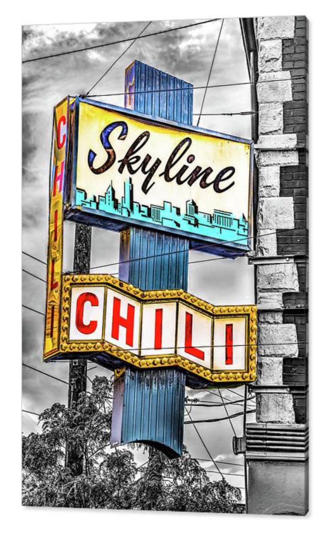 Cincinnati Skyline, Chili Sign, Selective Color, Ohio, City Landmark ...