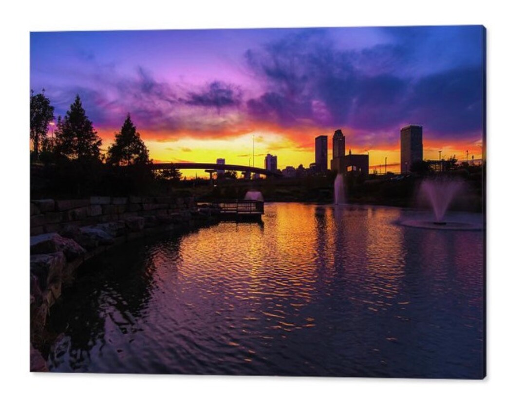 Tulsa Skyline Sunset, Veterans Park, Oklahoma Landscape, Tulsa Oklahoma ...