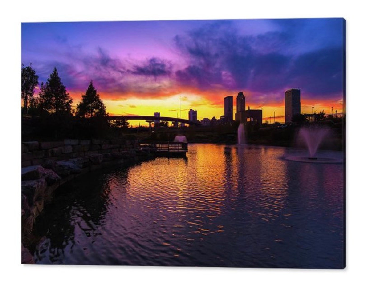 Tulsa Skyline Sunset Centennial Park Oklahoma Landscape - Etsy Italia