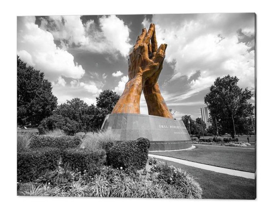 Tulsa Oklahoma Praying Hands, Selective Coloring, Black and White ...