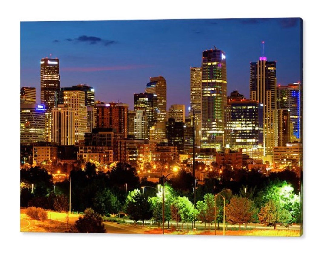 Denver Skyline Print, Colorado Wall Art, Colorful Cityscape, Mile High ...