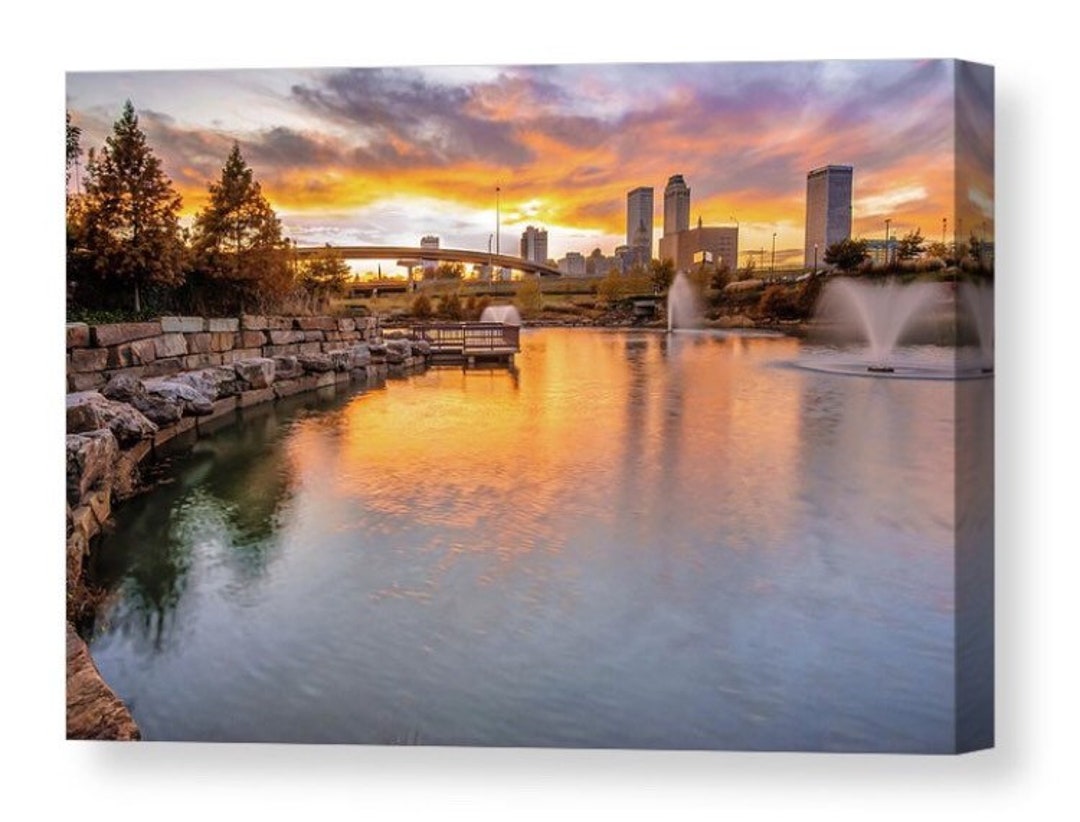 Tulsa Skyline Art Tulsa Sunset Centennial Park Architecture - Etsy