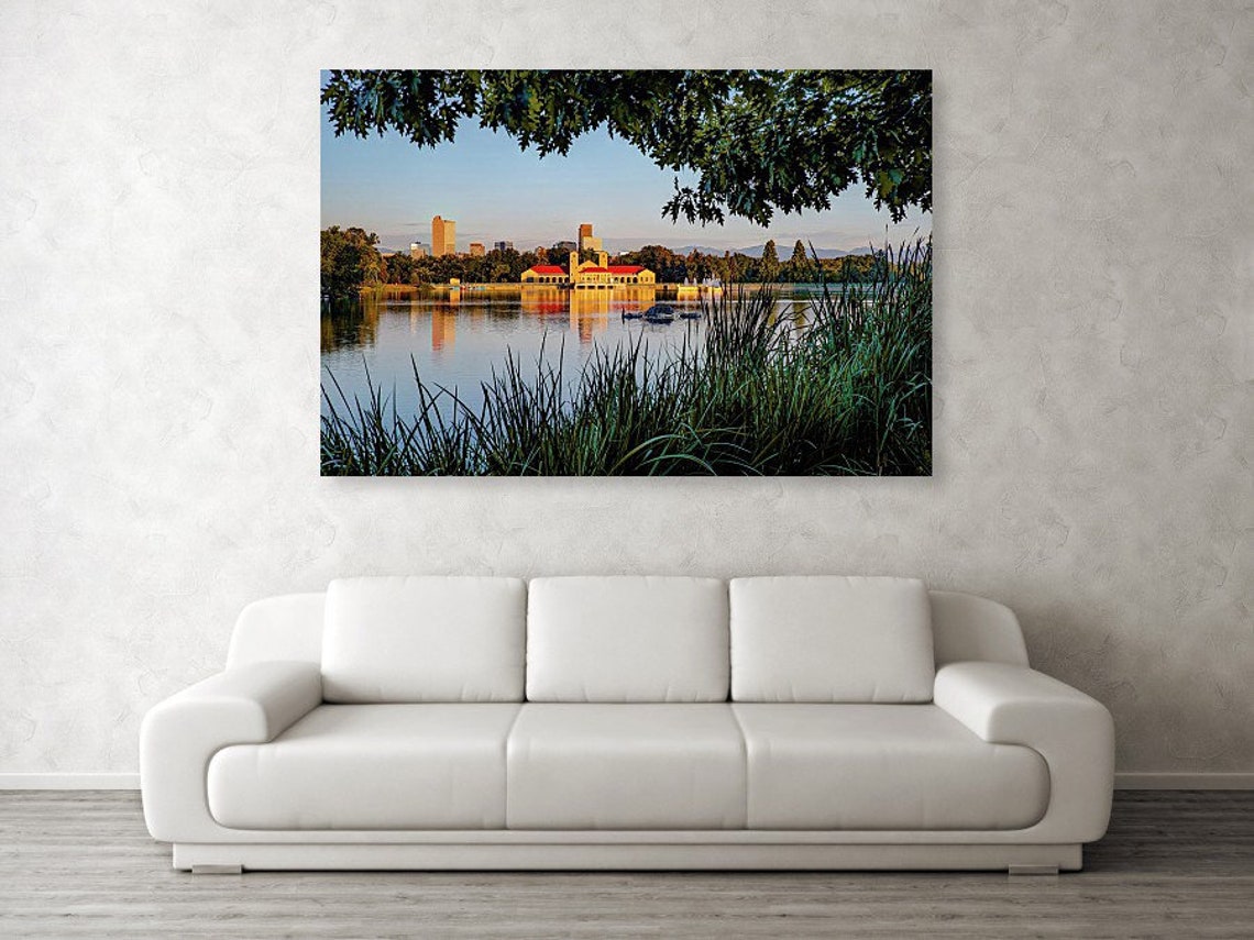 Denver Skyline Print City Park Reflections Colorado Art - Etsy