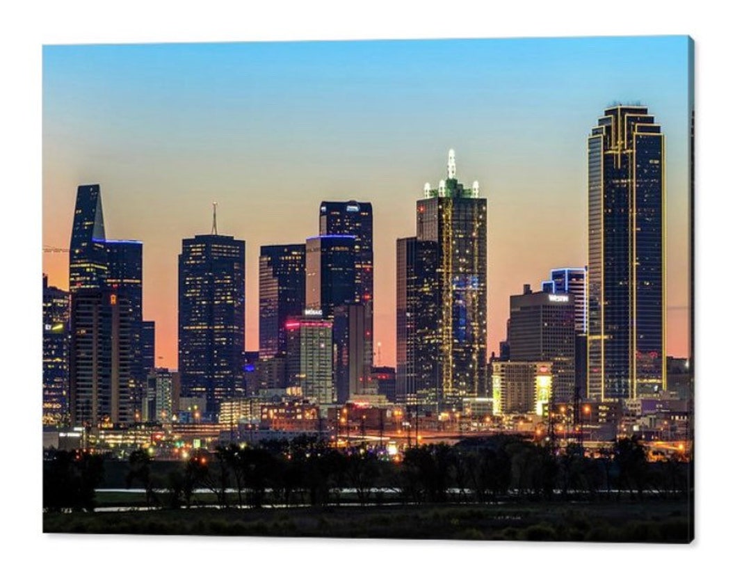 Dallas Skyline Art Print: Dawn Cityscape, Skyscraper Decor - Etsy