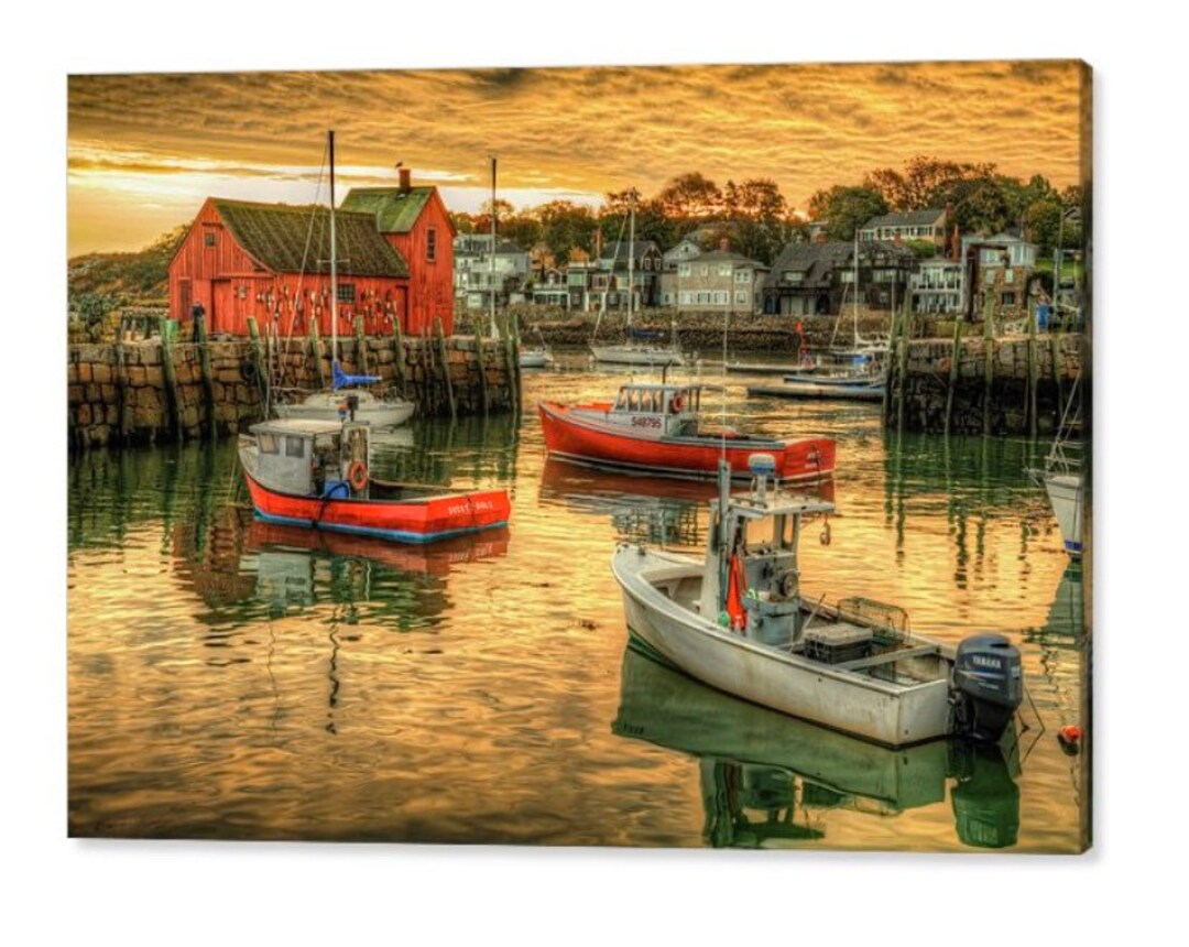 Rockport Harbor Print: Motif #1 Sunrise, New England Nautical Art - Etsy