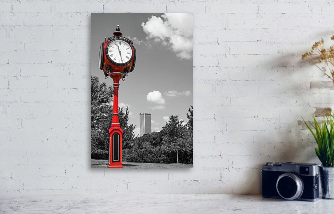 Tulsa Oklahoma, Veterans Park Clock, Wall Art Print, Selective Color ...
