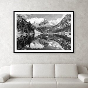 Maroon Bells Print, Black and White, Monochrome Decor, Mountain ...