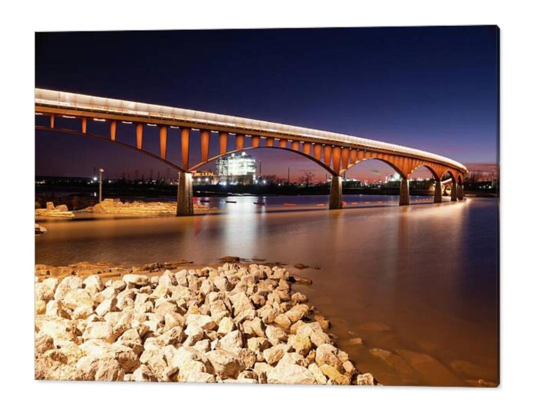 Tulsa Pedestrian Bridge Sunset Art Print: Arkansas River Cityscape - Etsy
