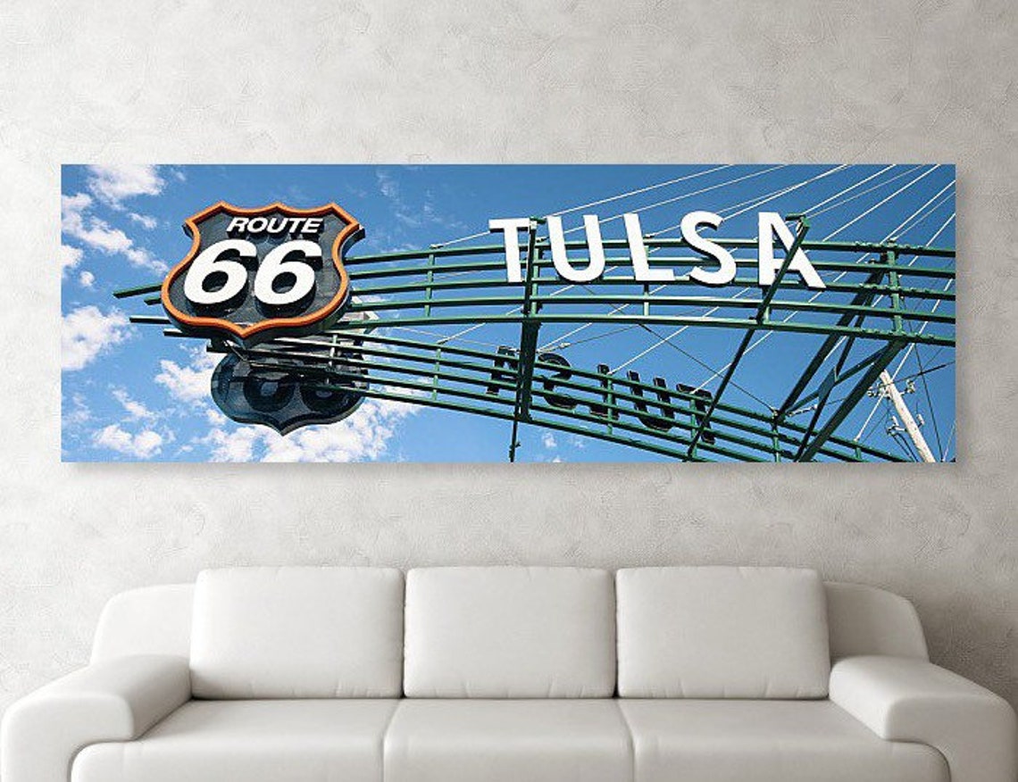 Tulsa Panorama Route 66 Neon Sign Tulsa Oklahoma Panoramic | Etsy
