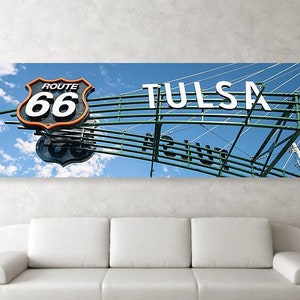 Tulsa Panorama, Route 66 Neon Sign, Tulsa Oklahoma Panoramic, Tulsa OK ...