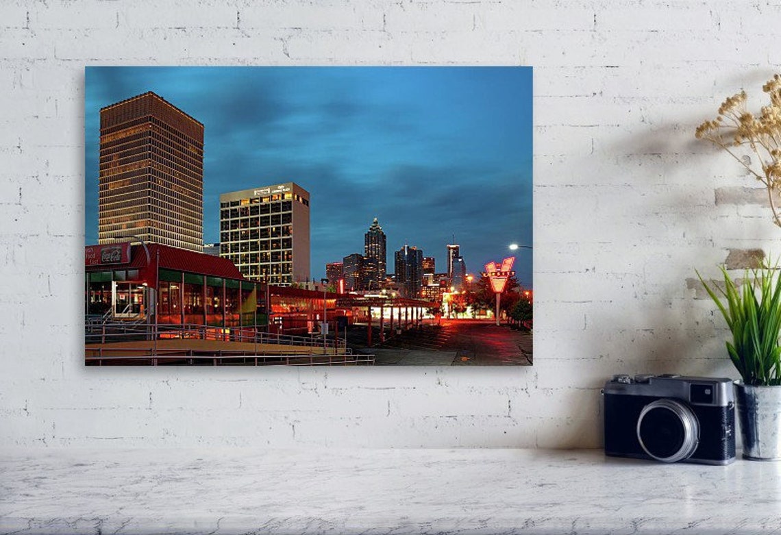 Atlanta Skyline The Varsity Neon Georgia Art Architectural | Etsy